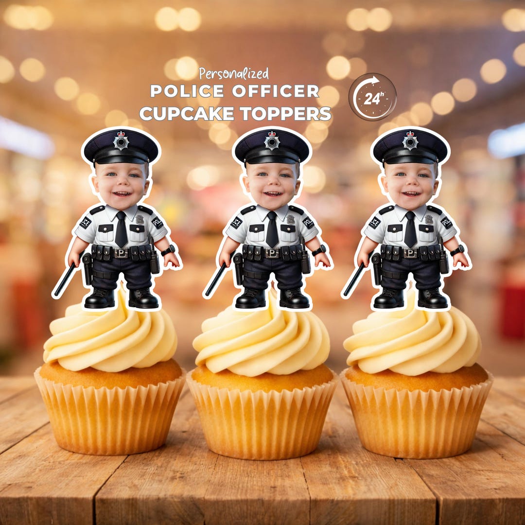 Police Personalized Face Cupcake Toppers - Etsy