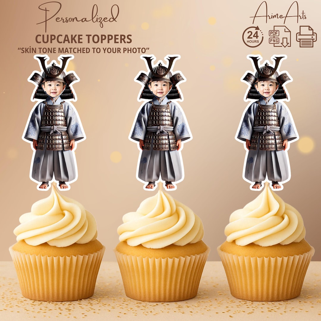 Samurai Custom Cupcake Toppers , Japanese Personalized Party Favors - Etsy