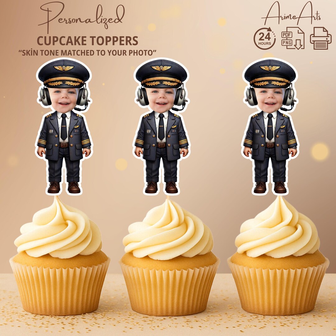 Pilot Custom Cupcake Toppers, Personalized Party Favors - Etsy