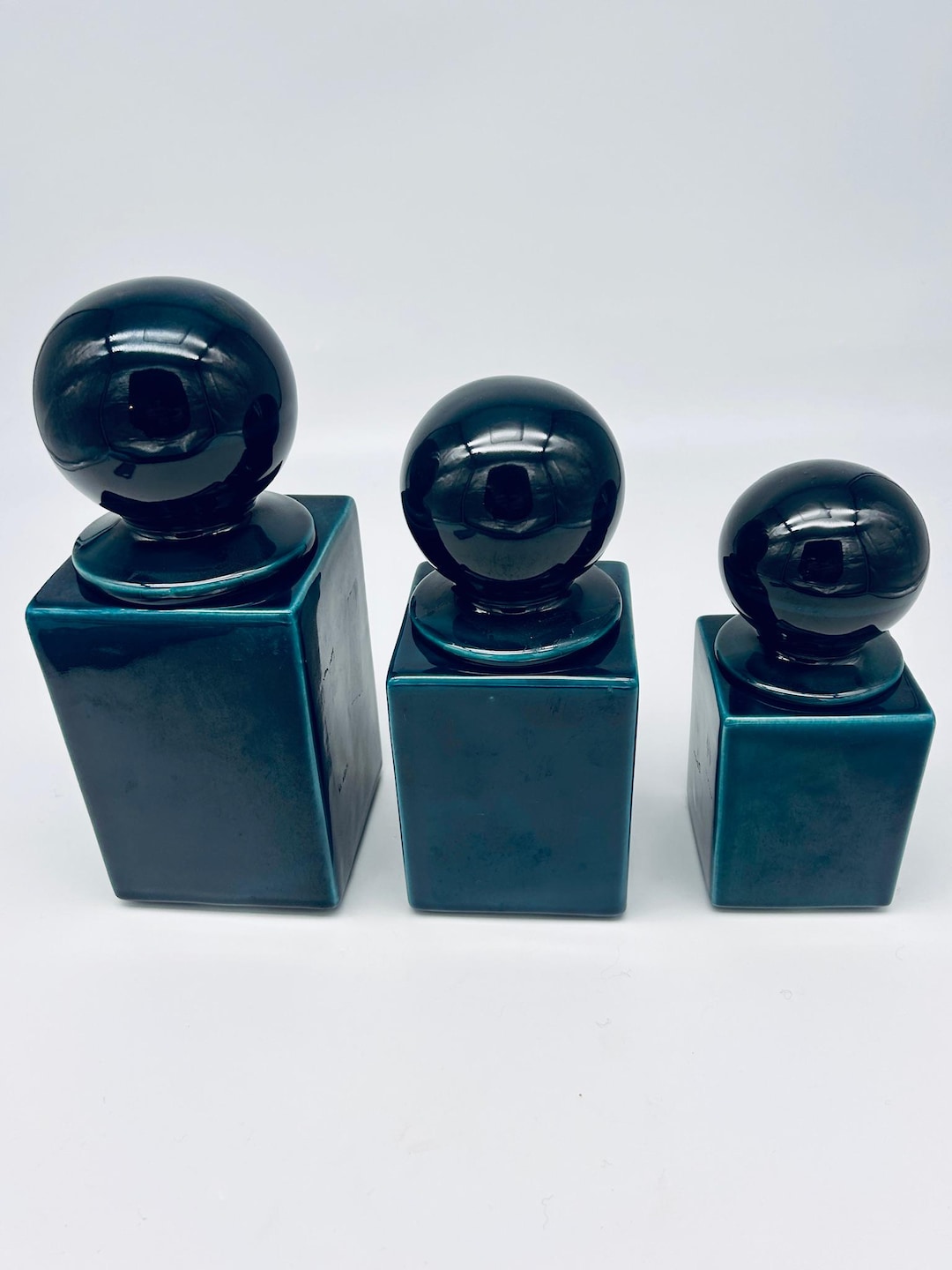 Vintage Sicart Ceramic Boxes – Set of 3 Decorative Storage Jars, 70s ...