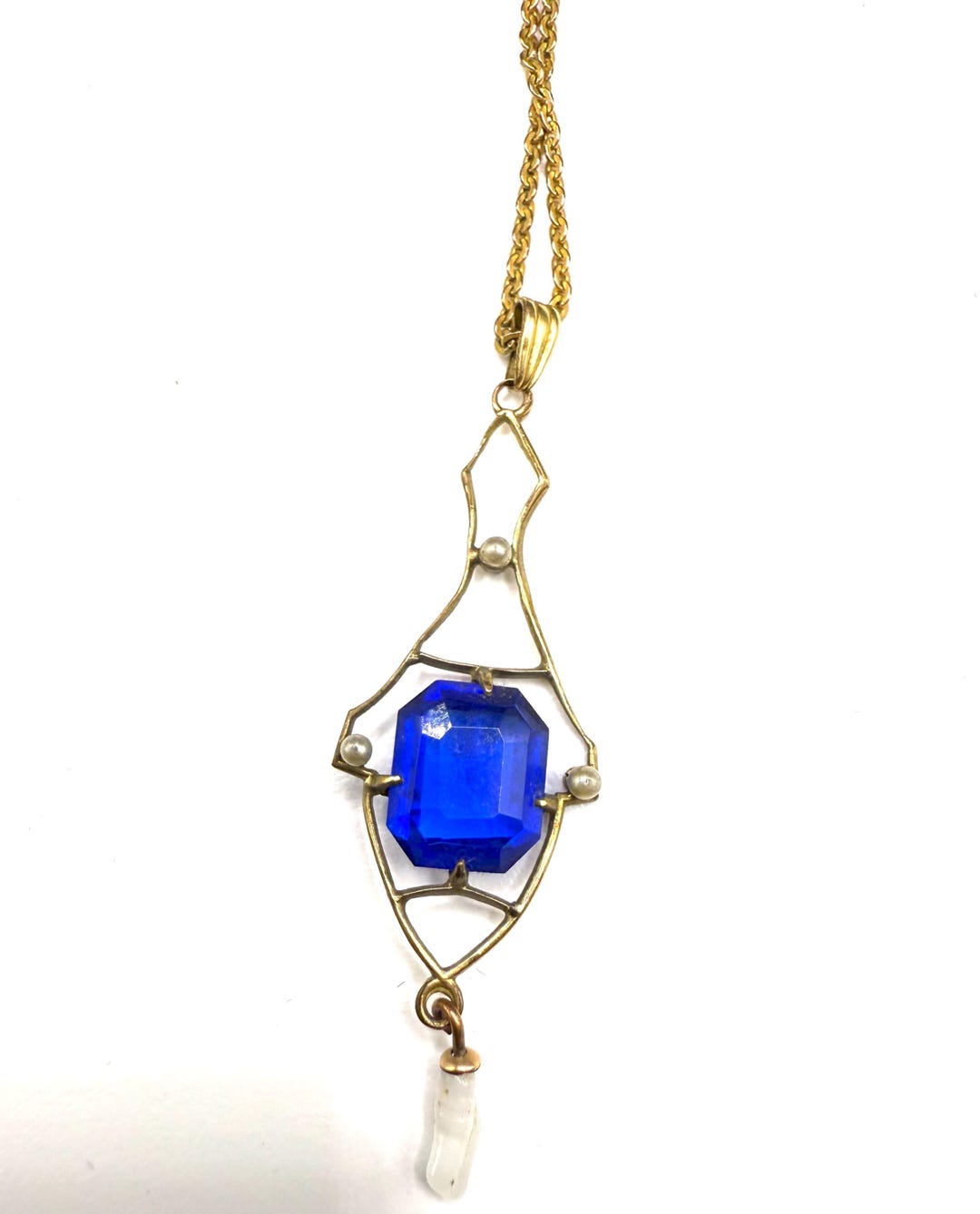Gorgeous 10k Gold (tested) Antique Lavalier Necklace With Original ...