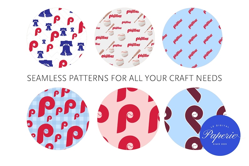 Phillies Baseball Digital Paper Seamless Pattern for Scrapbooking ...
