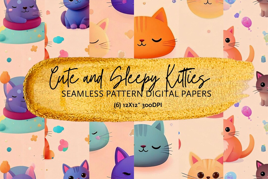 Cat Backgrounds Digital Paper Clip Art, Cat Scrapbook Digital Paper ...