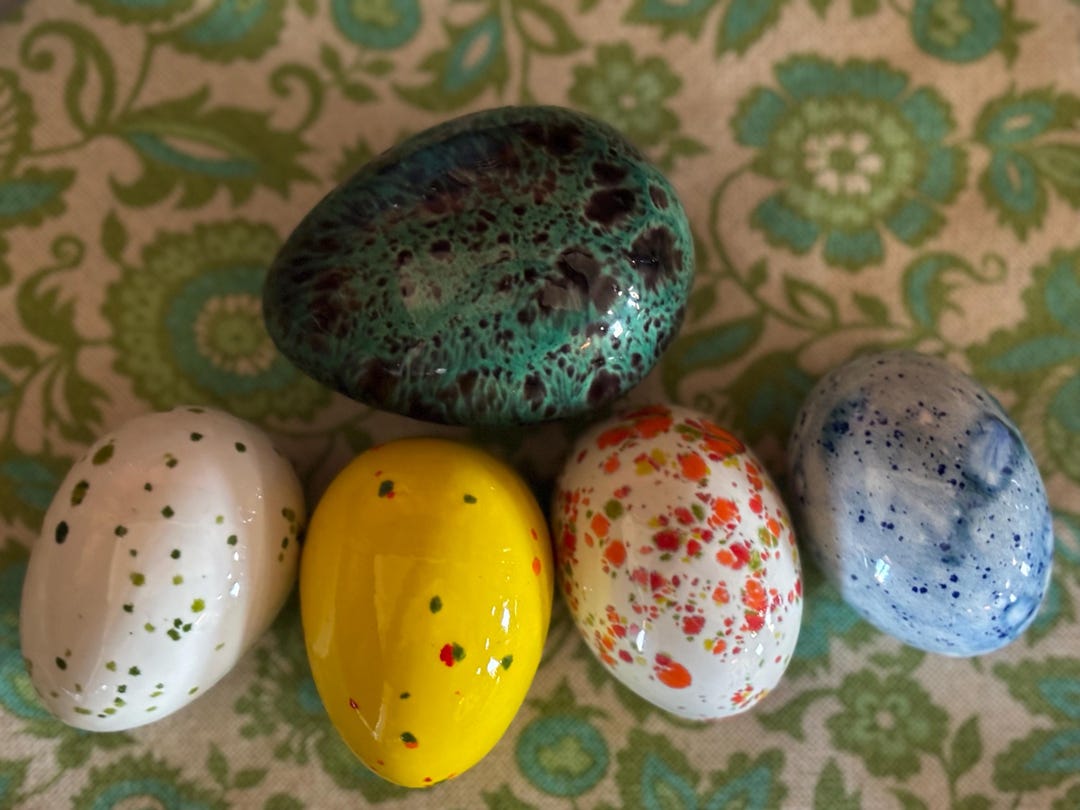 Vintage Hand Painted Ceramic Easter Eggs | Set of 5 - Etsy