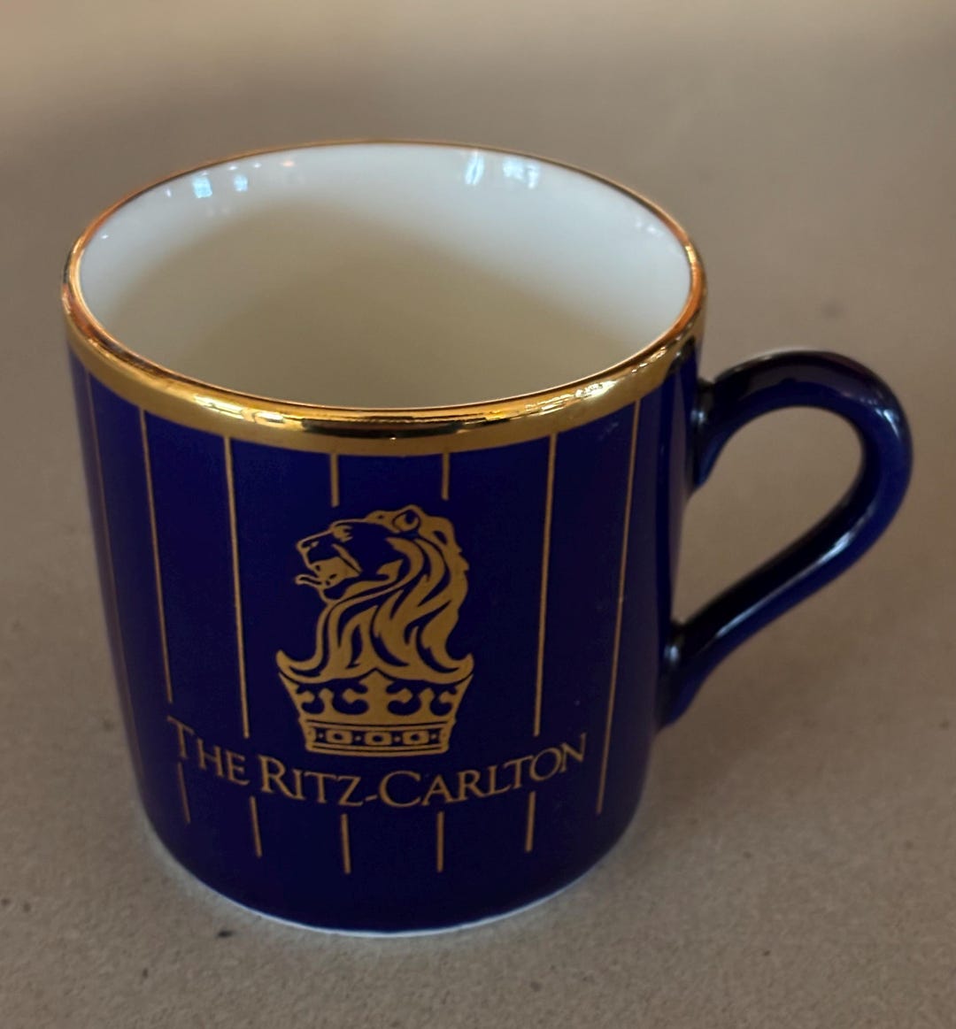 Ritz-carlton Souvenir Mug | 22K Gold Graphics on Cobalt Blue Mug - Etsy