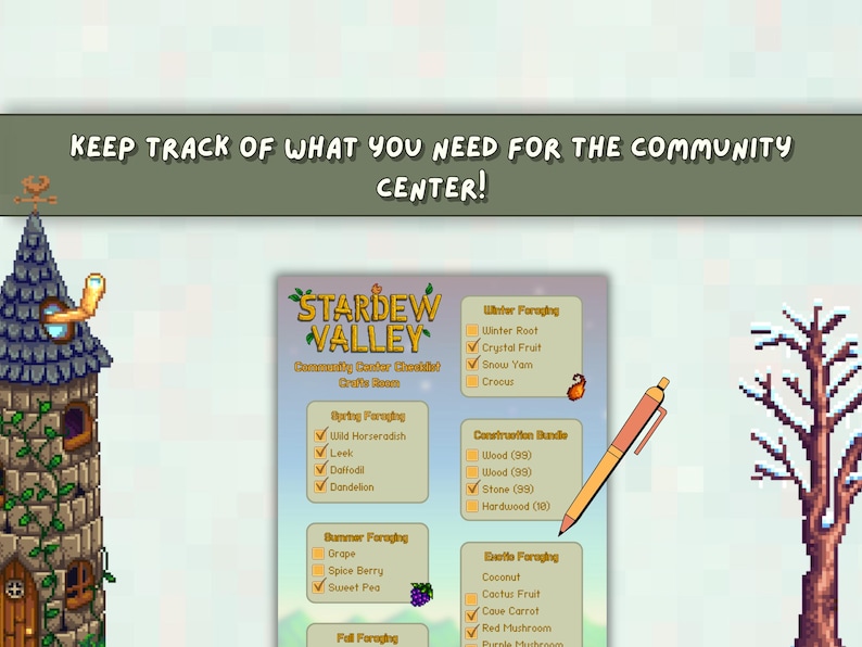 Stardew Valley Community Center Checklist - Etsy