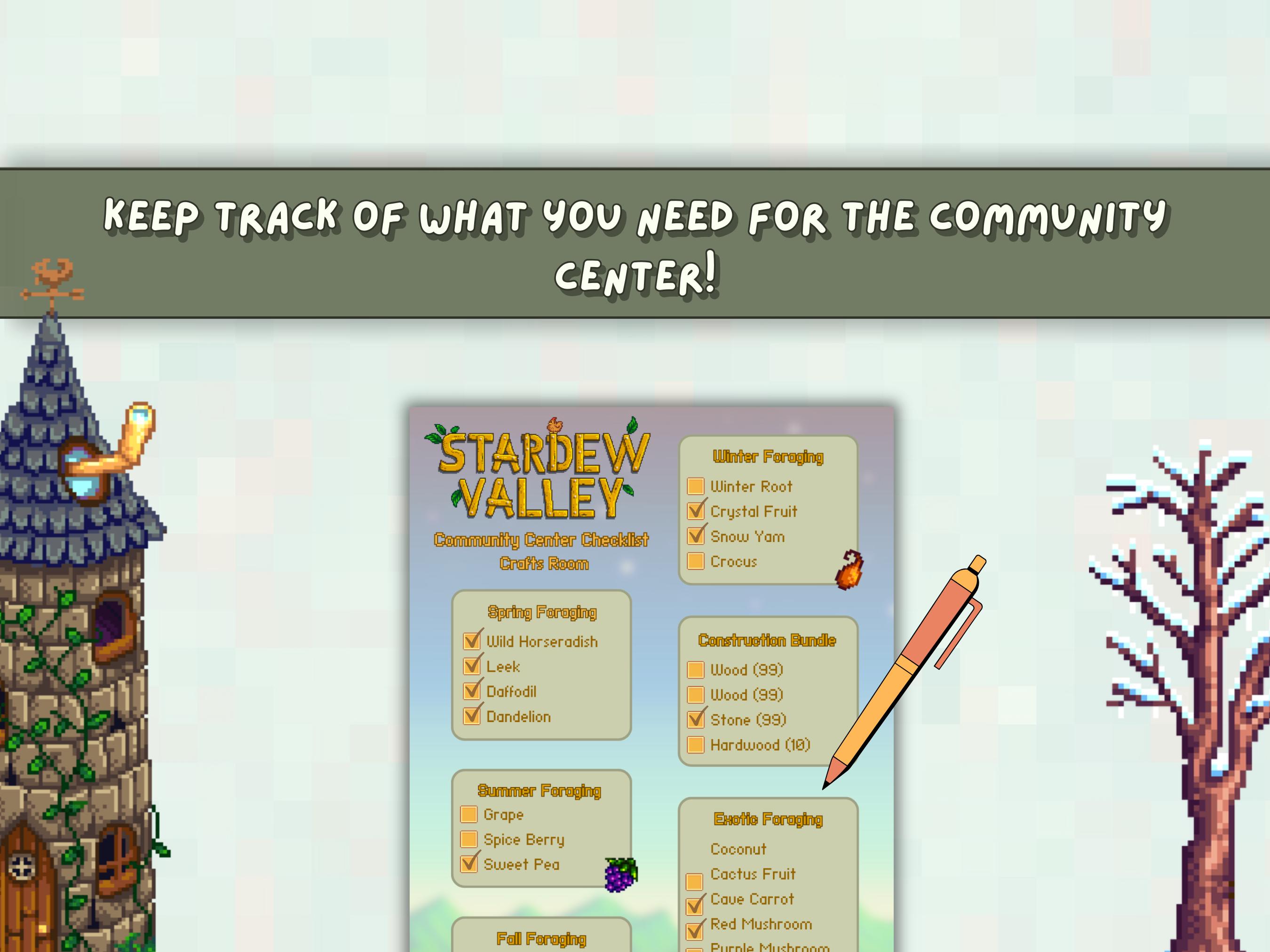 Stardew Valley Community Center Checklist - Etsy