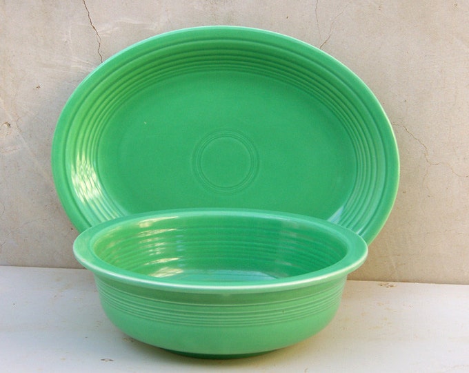 Vintage Original Light Green Fiesta Platter and Bowl . Fiestaware - Etsy