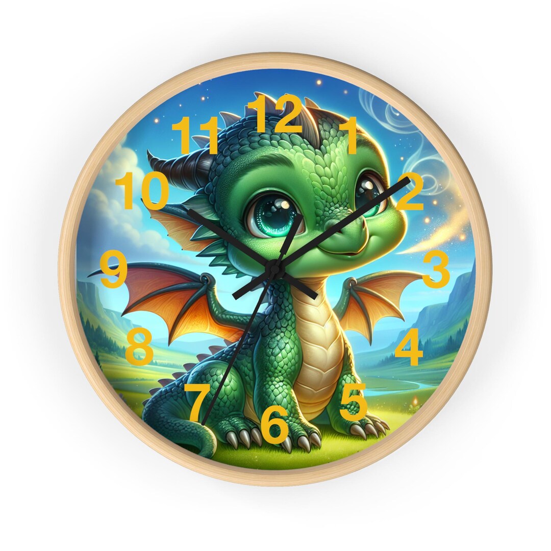 Dragon Wall Clock, Mythical Creature Room Decor, Kids Nursery Timepiece ...