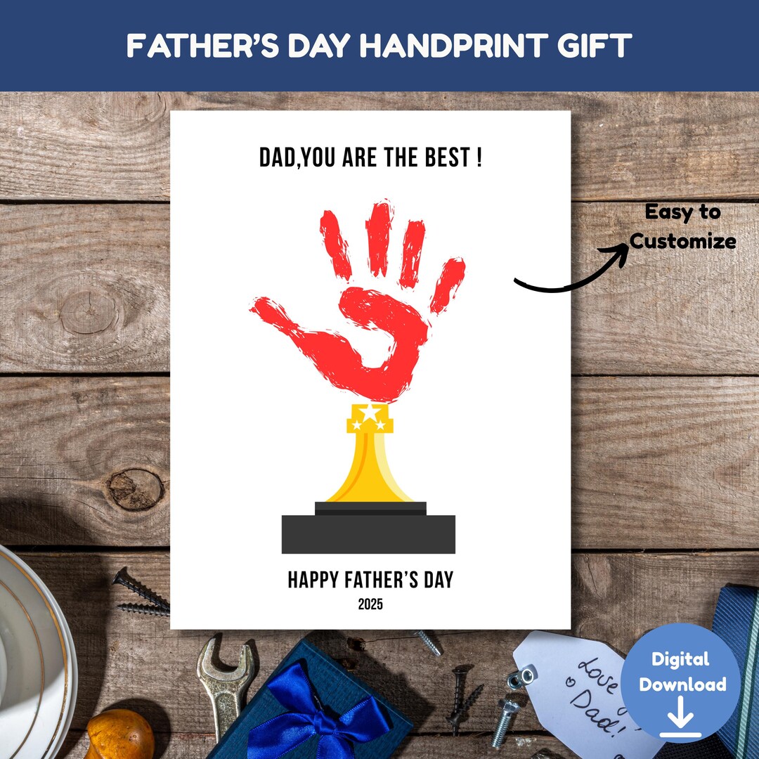 Father’s Day Printable Handprint Craft | DIY Kids Handprint Art ...