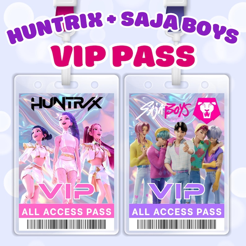 Kpop Demon Hunters VIP Pass | Huntrix & Saja Boys ID Badge | Printable ...