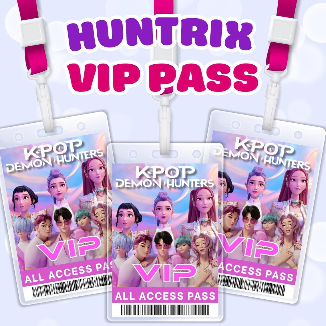 Kpop Demon Hunters VIP Pass | Huntrix & Saja Boys ID Badge | Printable ...