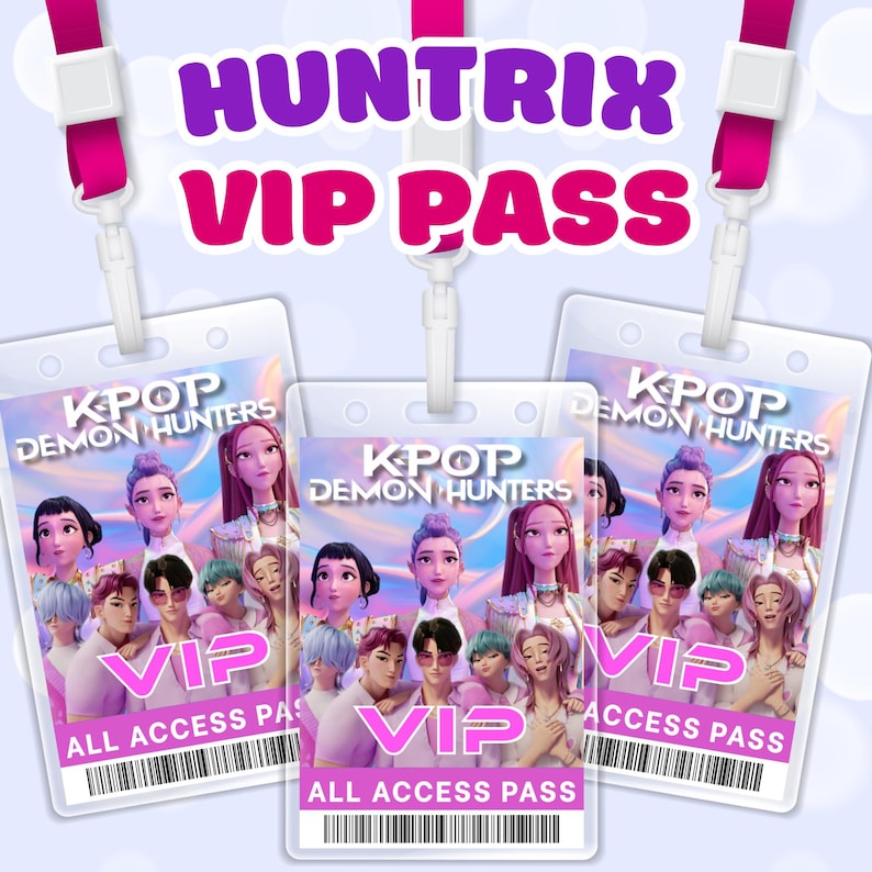 Kpop Demon Hunters VIP Pass | Huntrix & Saja Boys ID Badge | Printable ...