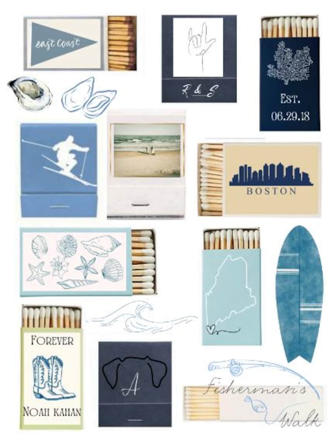 Coastal Themed Matchbox Template - Etsy