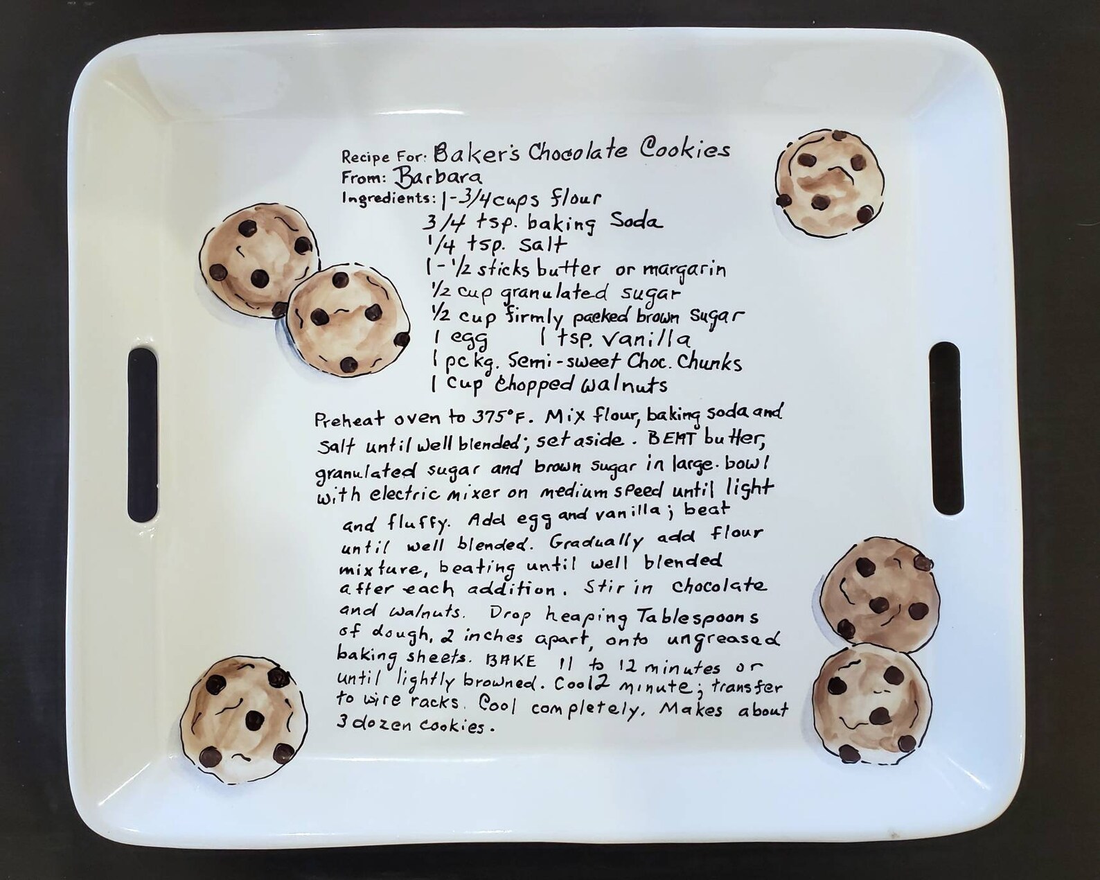 Cookie Recipe Plate Recipe Platter Personalized Hand Traced - Etsy