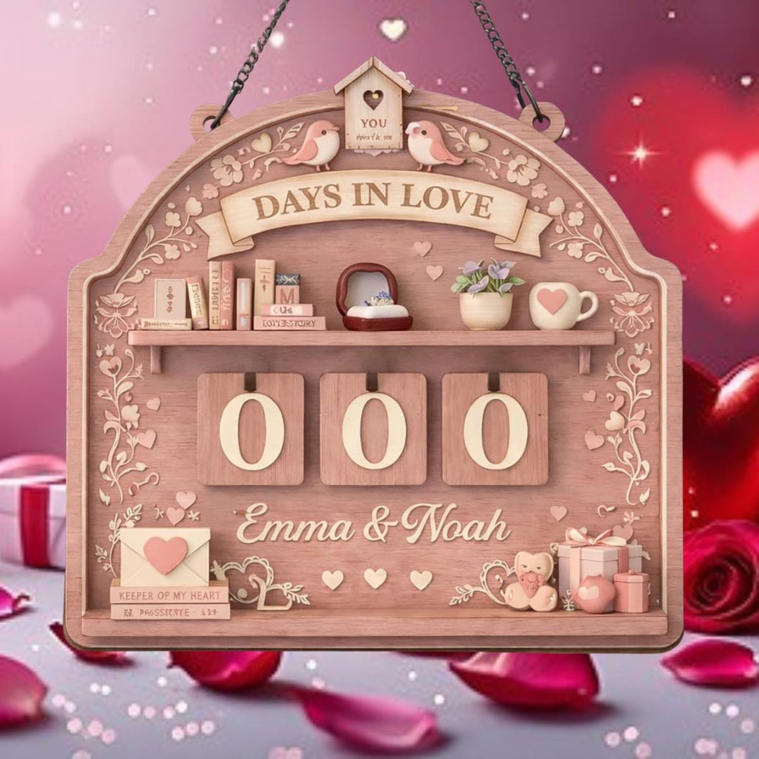 Days in Love Tracker Wooden Sign, Personalized Couple Countdown Sign ...