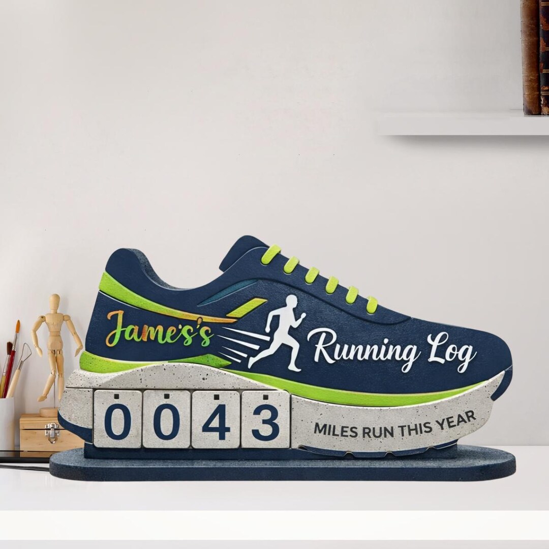 Personalized Running Miles Tracker Wooden Sign, Running Log Sign ...