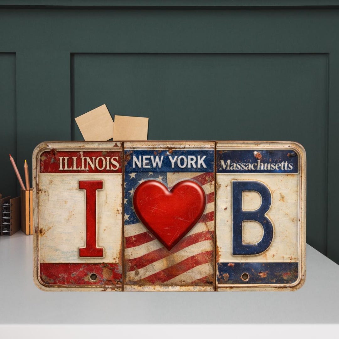 Personalized Vintage License Plate Wooden Block, License Plate State ...