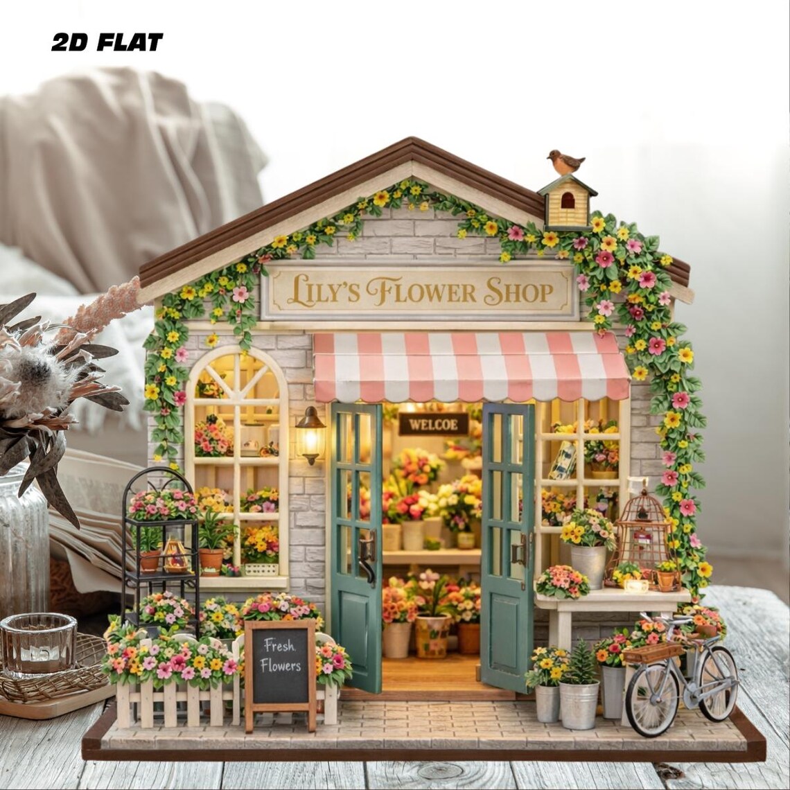 Personalized Flower Shop 2D FLAT Acrylic Plaque, Cottage Floral ...