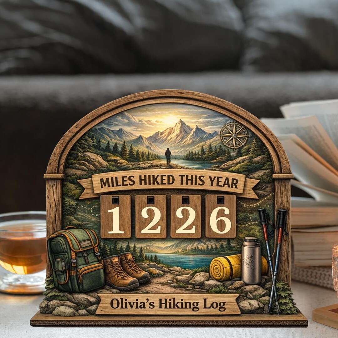 Personalized Waterfall Hiking Miles Tracker Sign, Miles Distance ...
