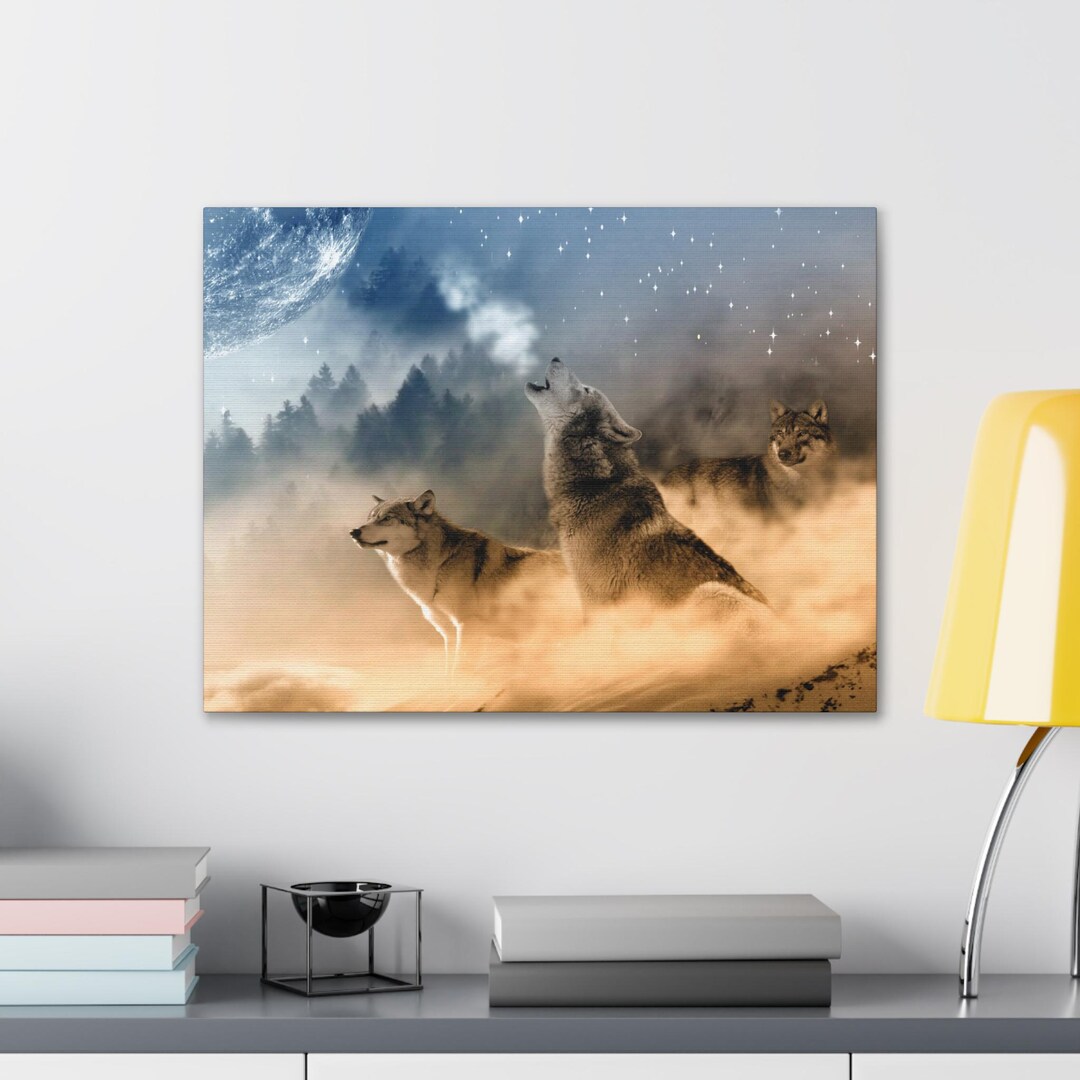 Wolf Howling Canvas Gallery Wrap, Nature Wall Art, Woodland Decor ...