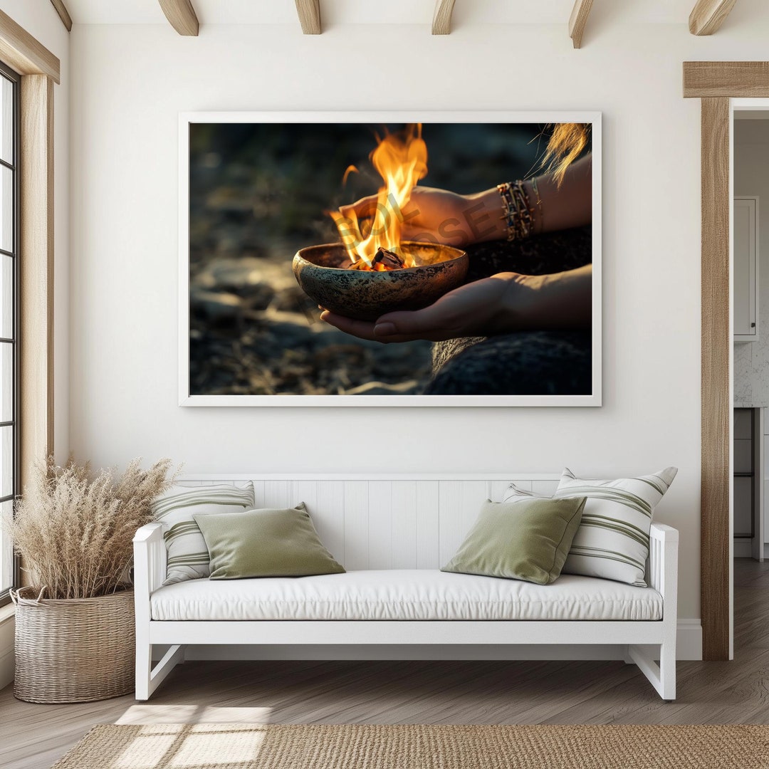 Burn Bowl | Sacred Fire Ritual Digital Art | Spiritual Healing | Boho ...