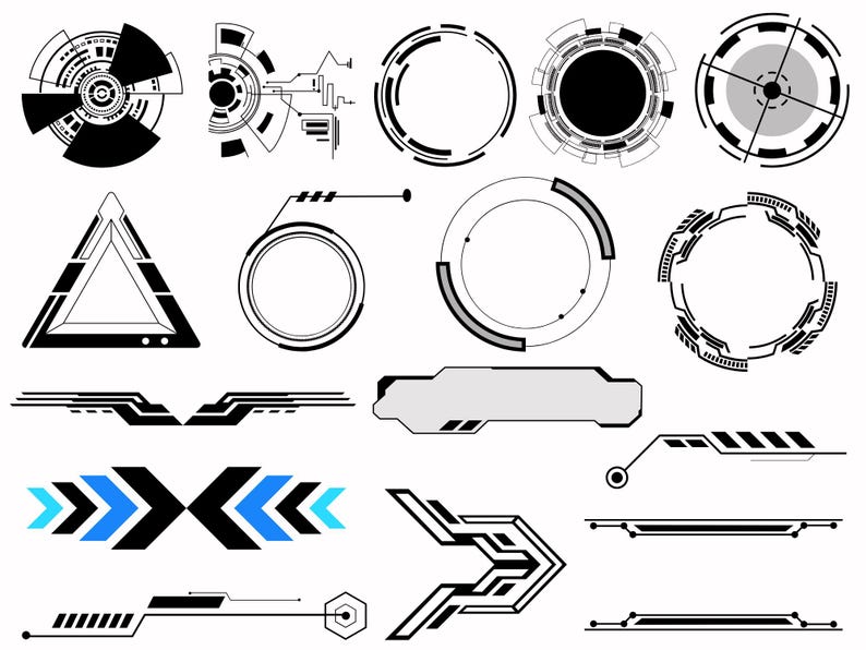 Cyber Futuristic Technology Svg Bundle, Tech Cyber Clipart for Cricut, Cyber Silhouette, Cyber ...