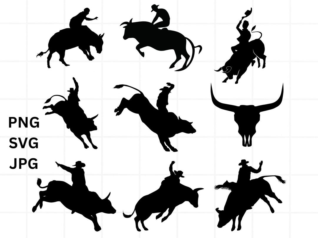 Bull Rider SVG Bundle, Bull Rider Clipart, Bull Riding Design, Rodeo ...