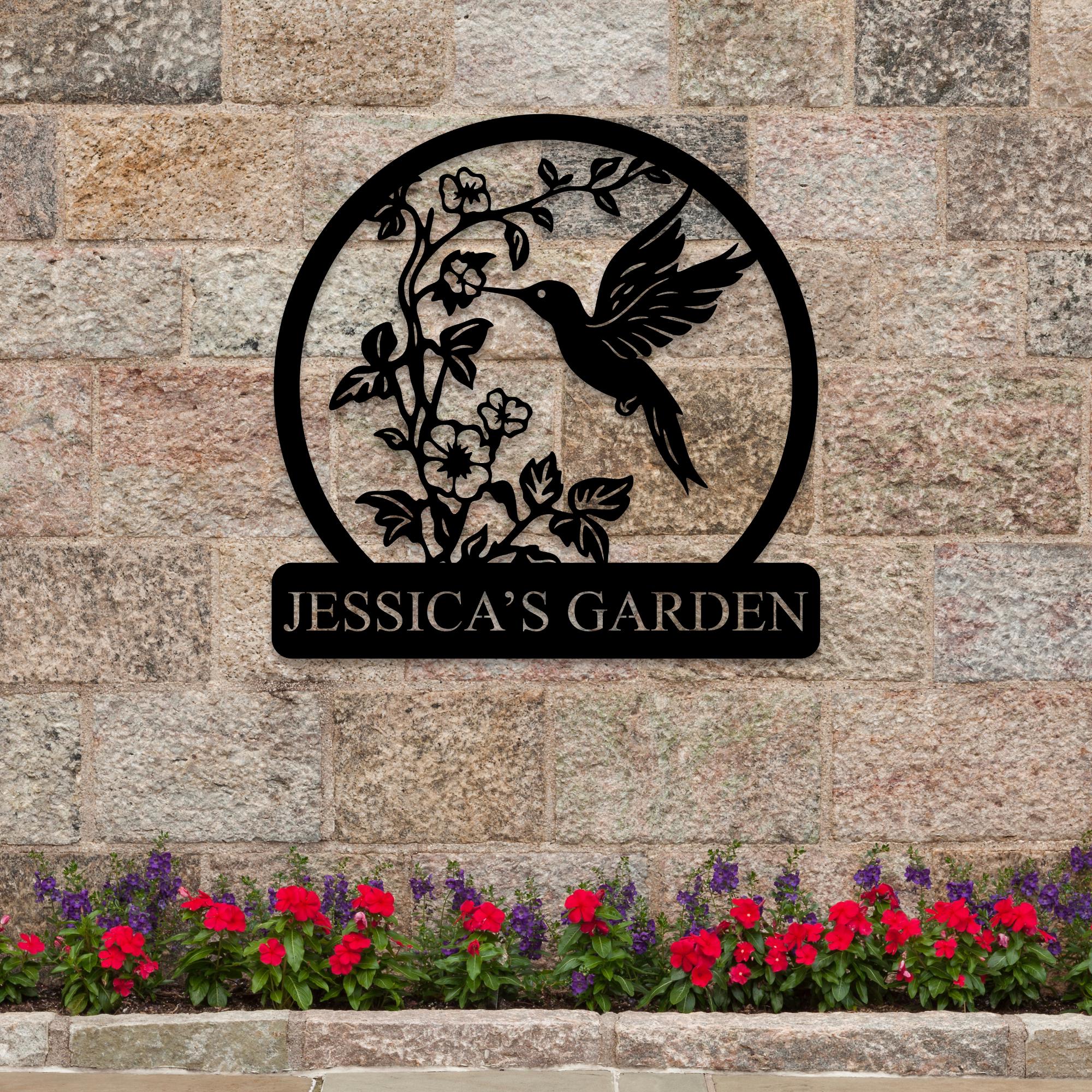 Custom Hummingbird Garden Sign Custom Garden Decor Metal Wall Art Bird ...