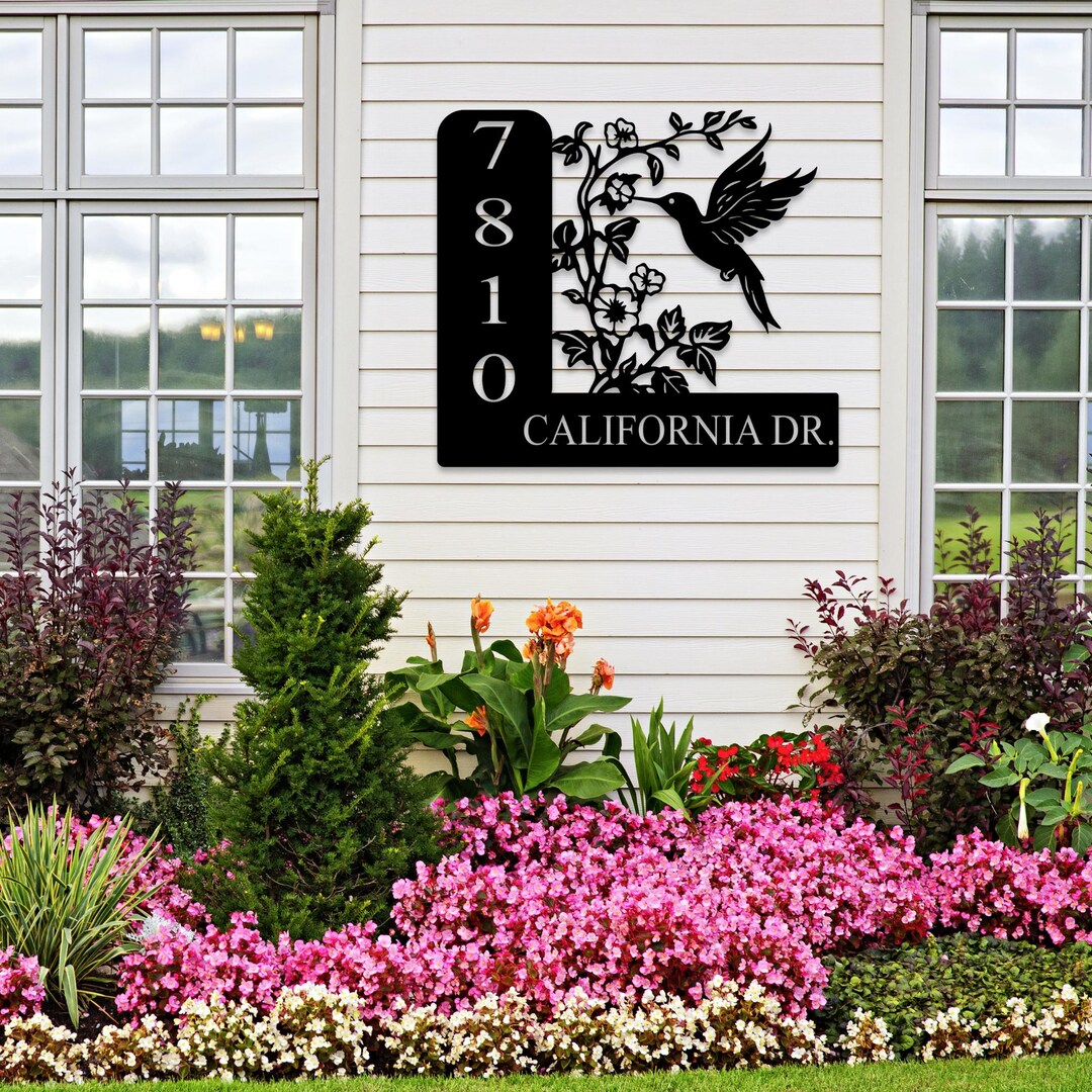 Hummingbird House Number Sign | Custom House Door Decor | Metal Wall ...