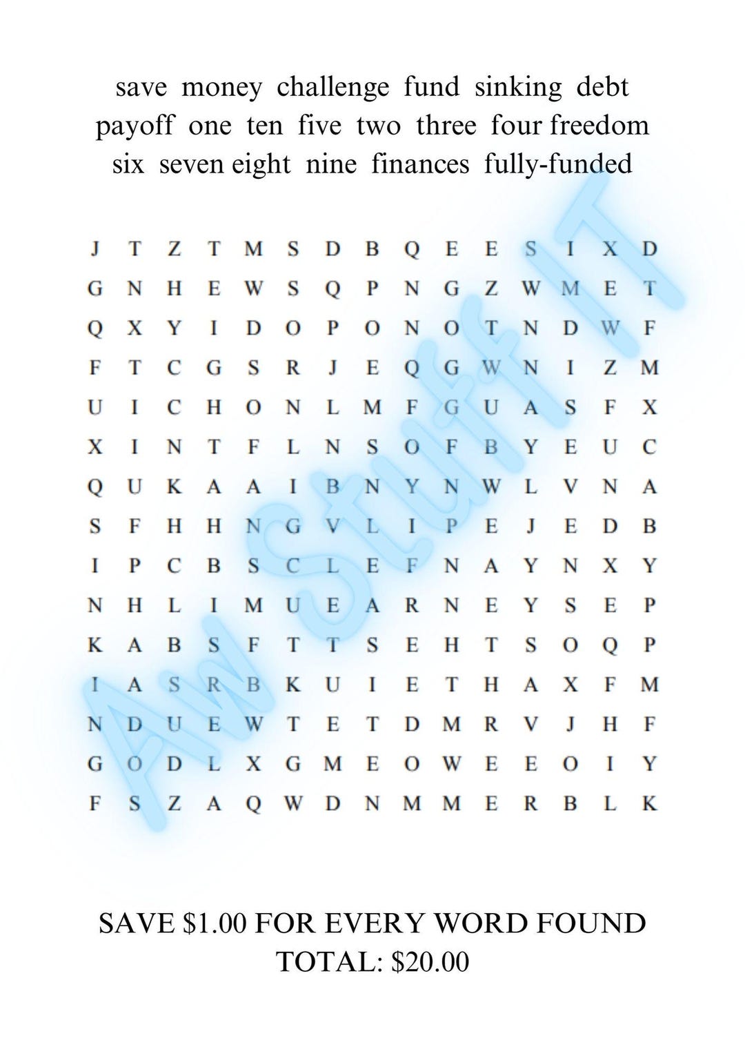 Word Search Savings Challenge – Make Saving Fun! - Etsy