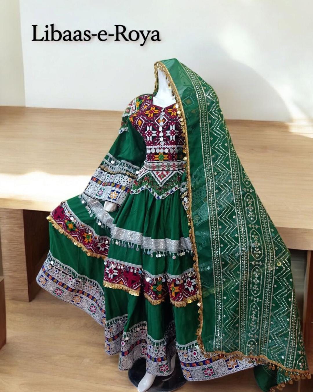Afghan Long Kochi Elegant Green Afghan Dress – Hand-embroidered Traditional Attire - Etsy