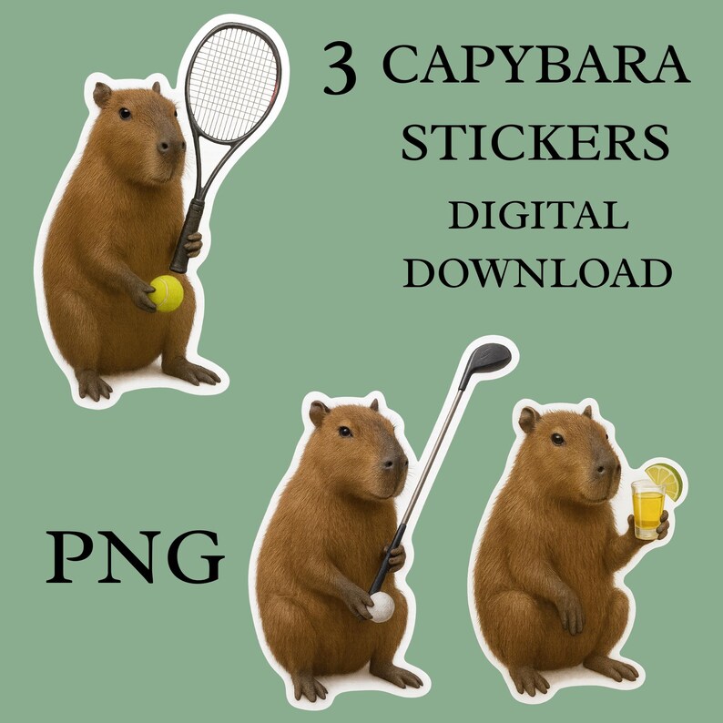 Capybara PNG Clipart – Digital Download - Capybara With Tennis Racket ...