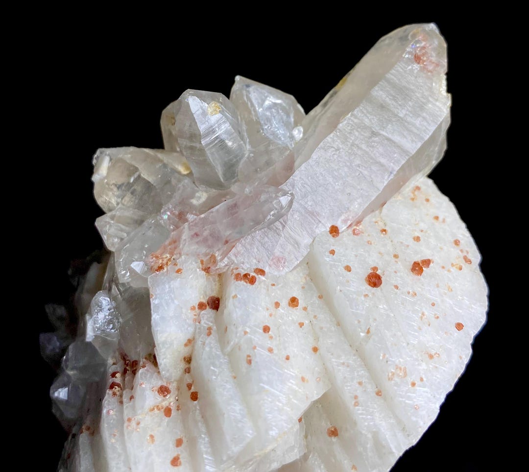 226 Gram Unique Rare Orange Spassartine Var GARNET With QUARTZ Crystal ...
