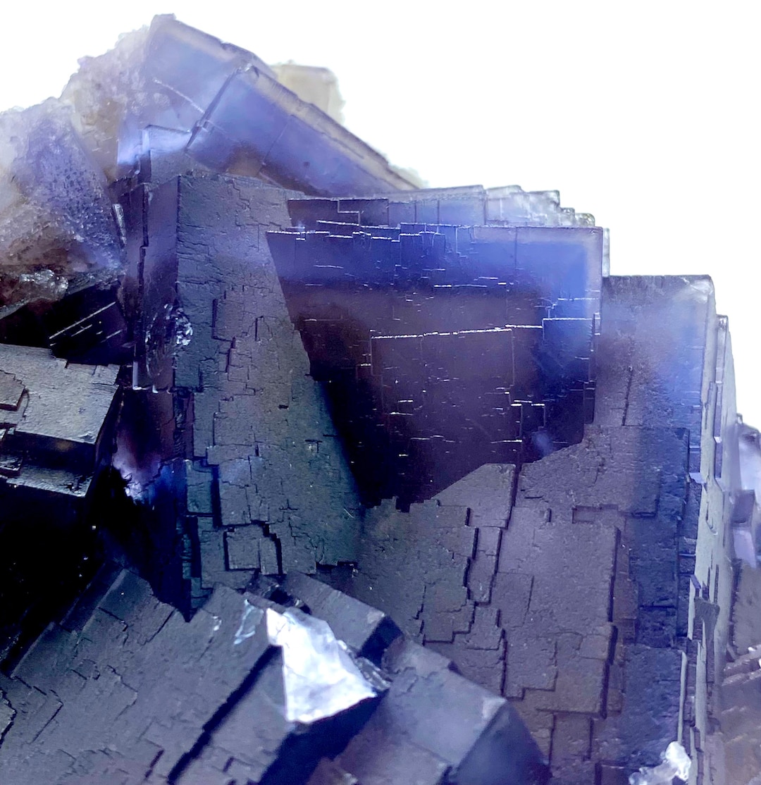 305 Gram Unique Rarest Natural Blue Line Phantom Cubic FLUORITE With ...