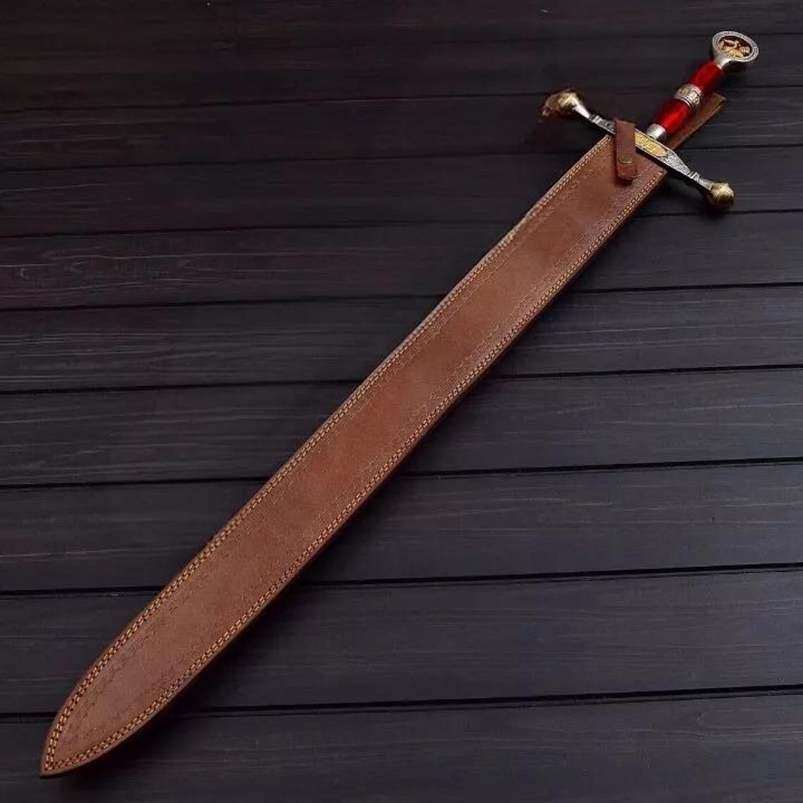 Handmade Templar Knight Sword Wedding Sword, Sacred Holy Damascus Long ...