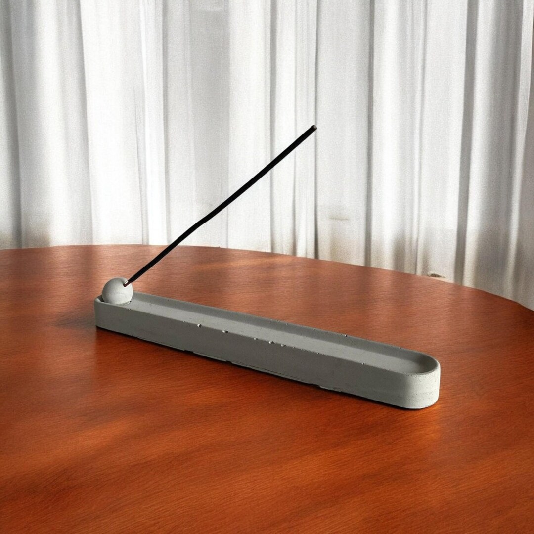 Minimalist Concrete Incense Tray: Long Zen Meditation Burner - Etsy