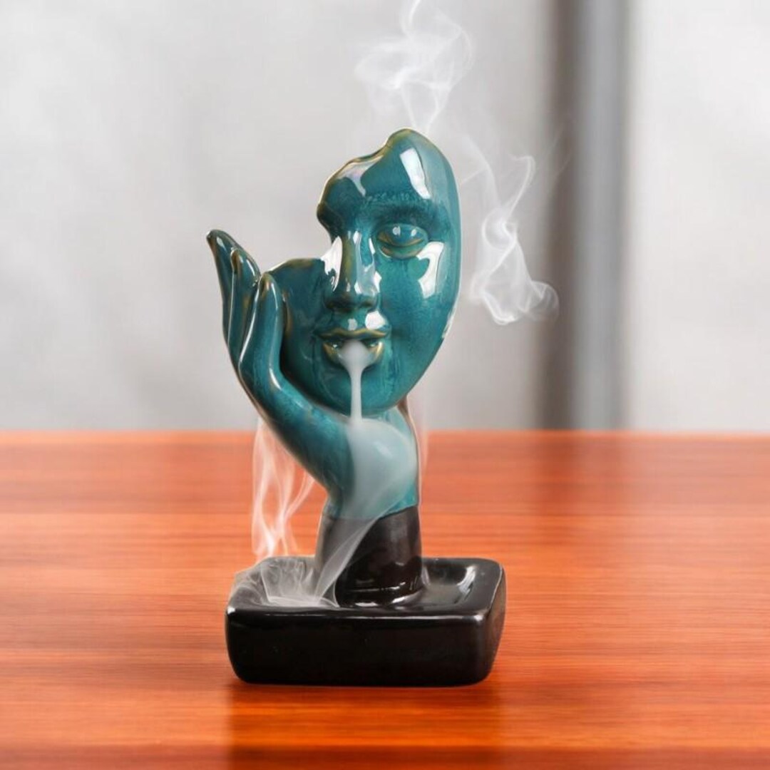Ceramic Face Waterfall Incense Burner – Modern Backflow Incense Holder ...