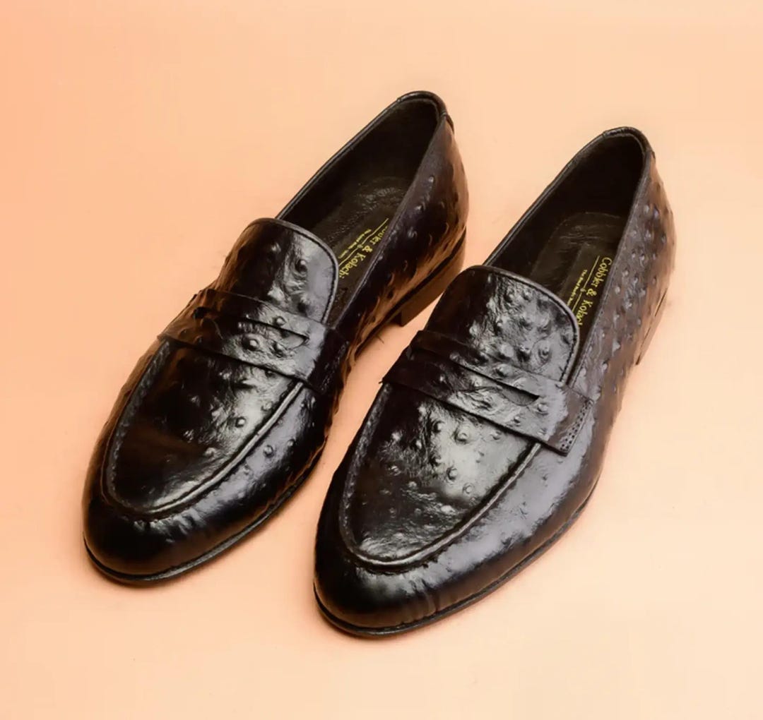Handmade Ostrich Leather Loafers: Men's Bespoke Shoes - Etsy