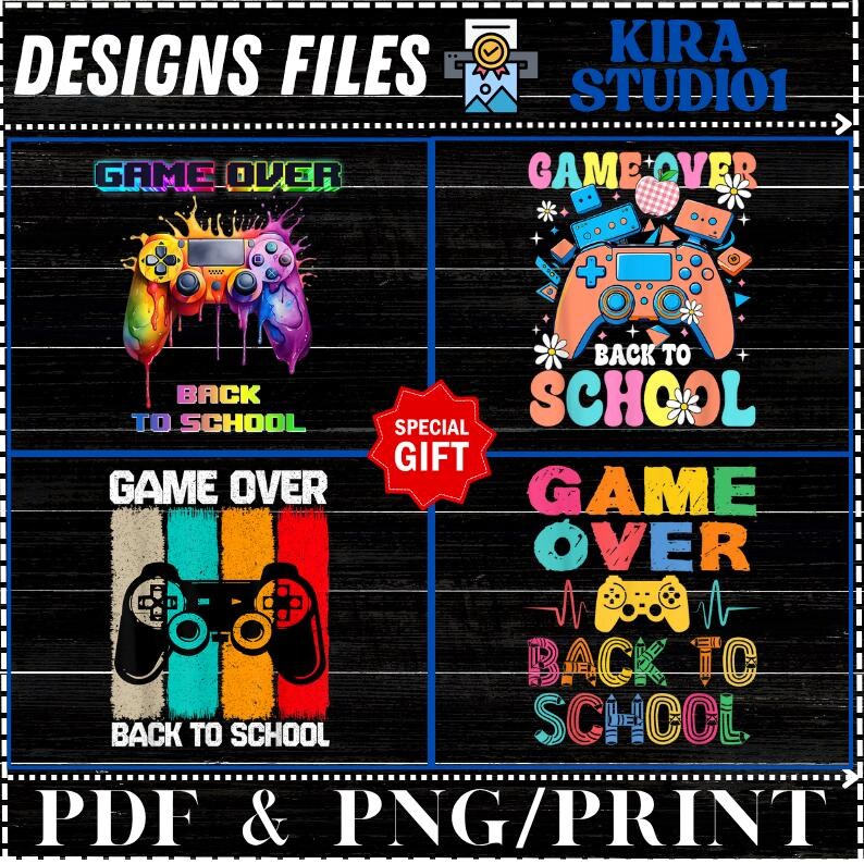 Game Over Back to School PNG: Gamer Teacher Student Design (digital ...