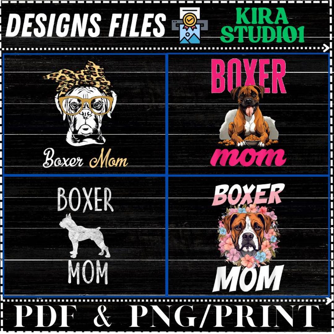Gift 4 Design Boxer Mom Png,boxer Dogs Breed Pet Design,colorful Boxer ...