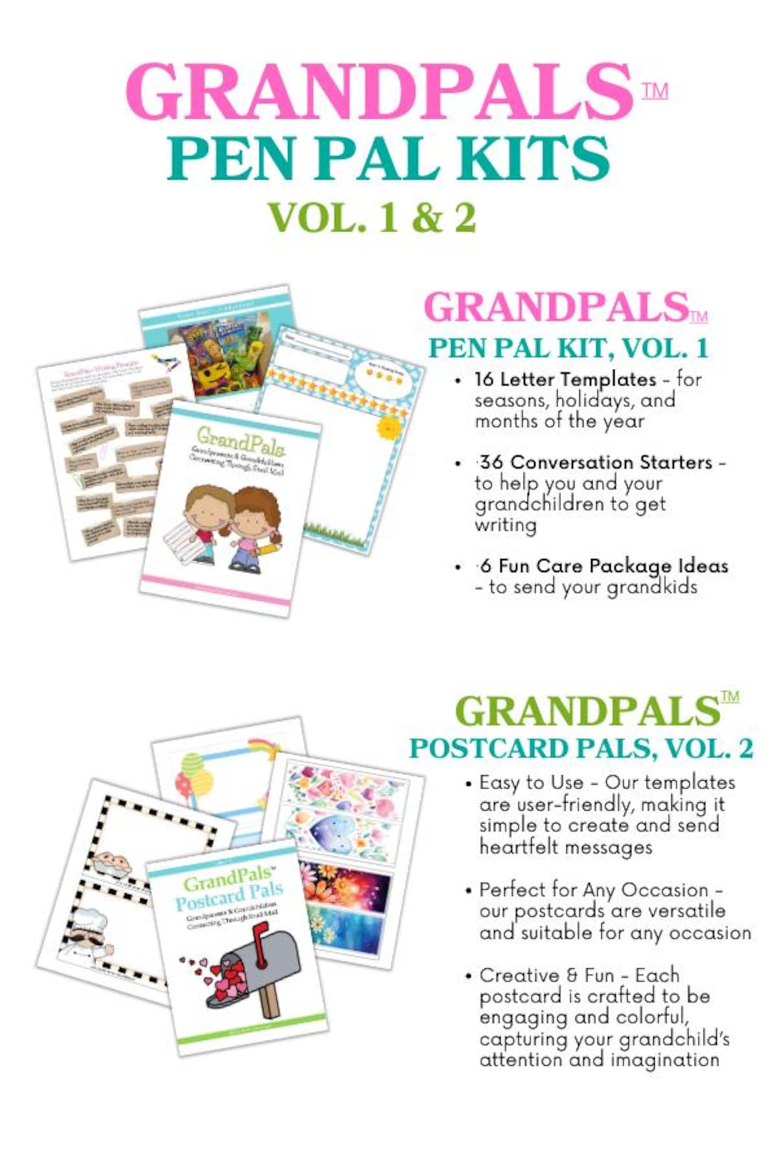 Grandparent & Grandkid Pen Pal Kit: Printable Letter Writing Prompts ...