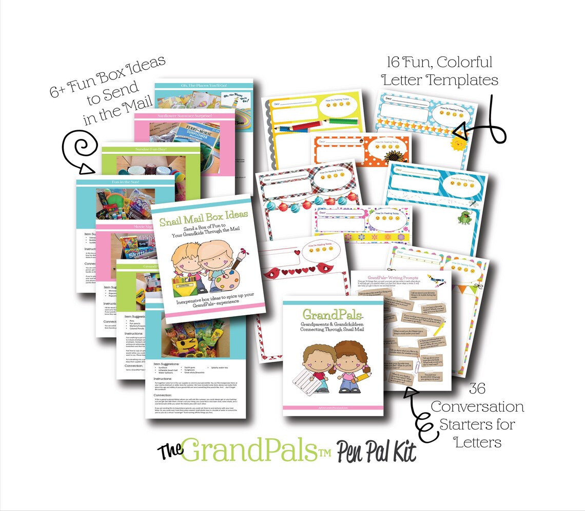 Grandparent & Grandkid Pen Pal Kit: Printable Letter Writing Prompts ...