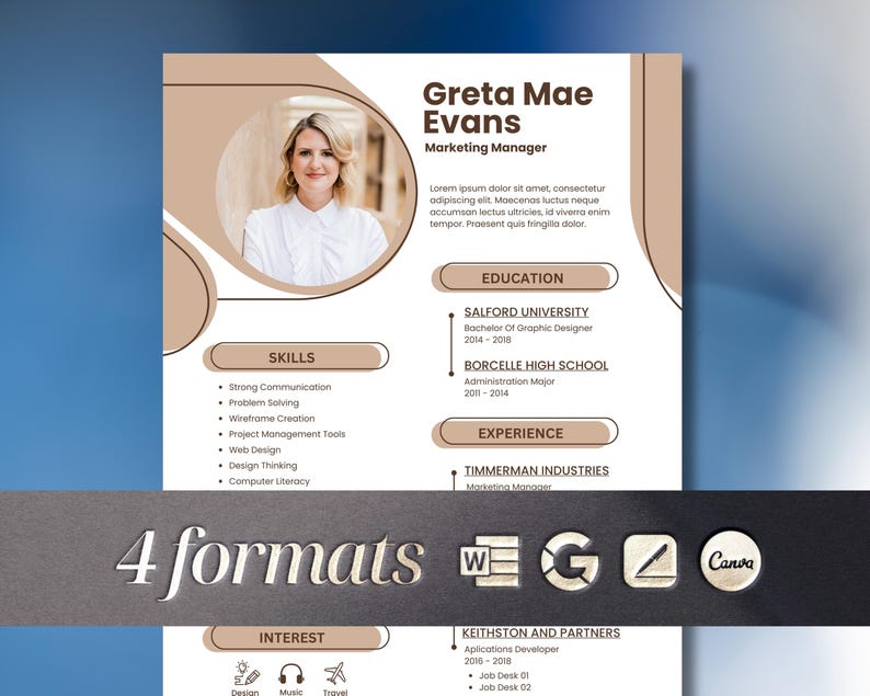 Editable Resume Template – Modern, Ats-friendly CV Design (instant ...