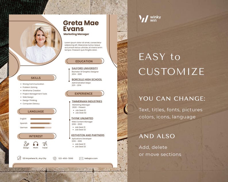 Editable Resume Template – Modern, Ats-friendly CV Design (instant ...