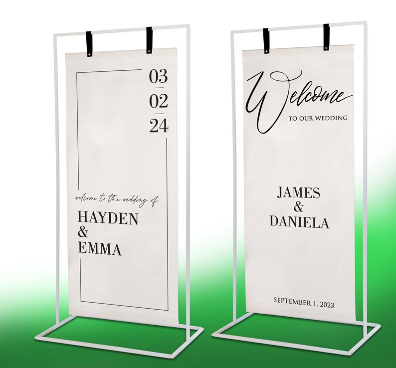 Welcome Sign for Wedding With Picture and Stand,fabric Wedding Welcome ...