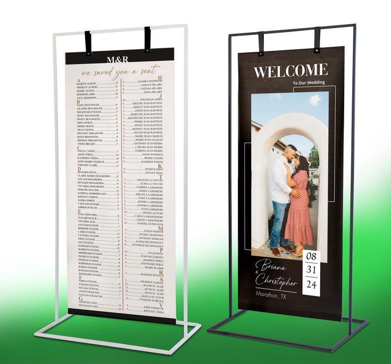 Welcome Sign for Wedding With Picture and Stand,fabric Wedding Welcome ...