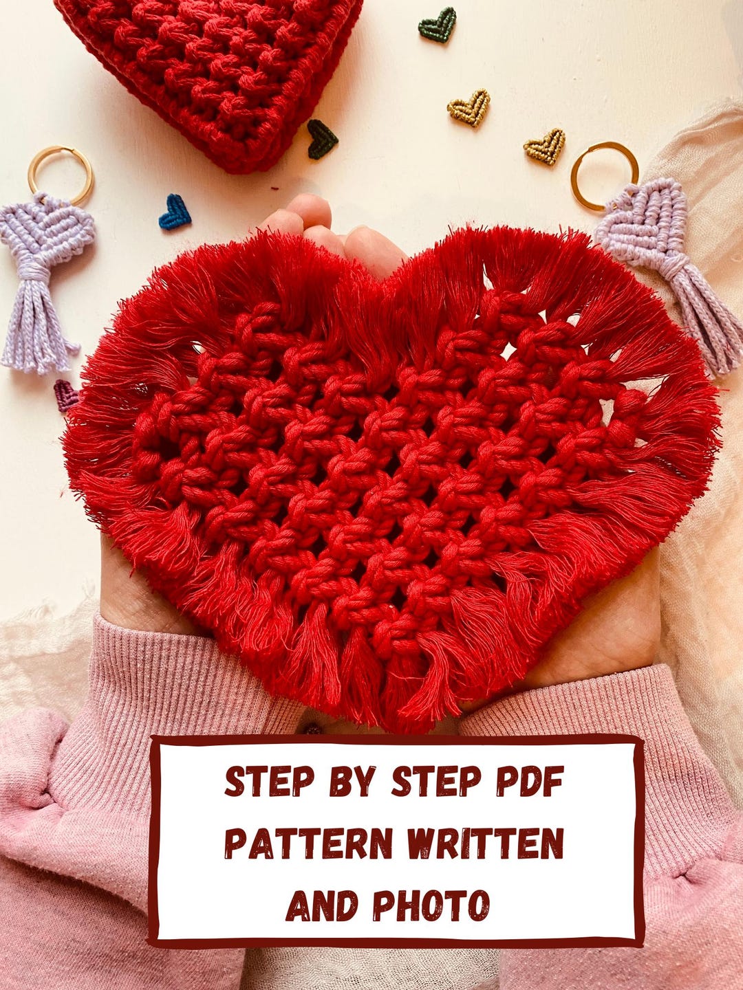 DIY Macrame Pattern Heart Coaster.beginner Friendly.macrame DIY ...
