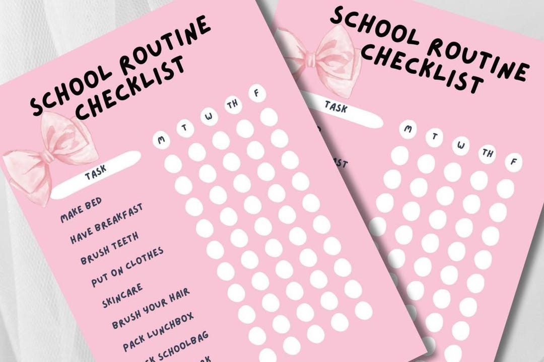 School Morning Routine Checklist, Printable, Girls Checklist, School ...
