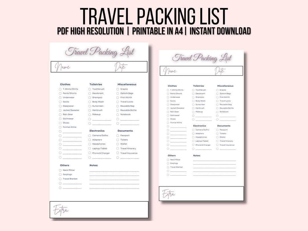 Travel Planner Checklist Printable, Travel Vacation Planner, Checklist ...
